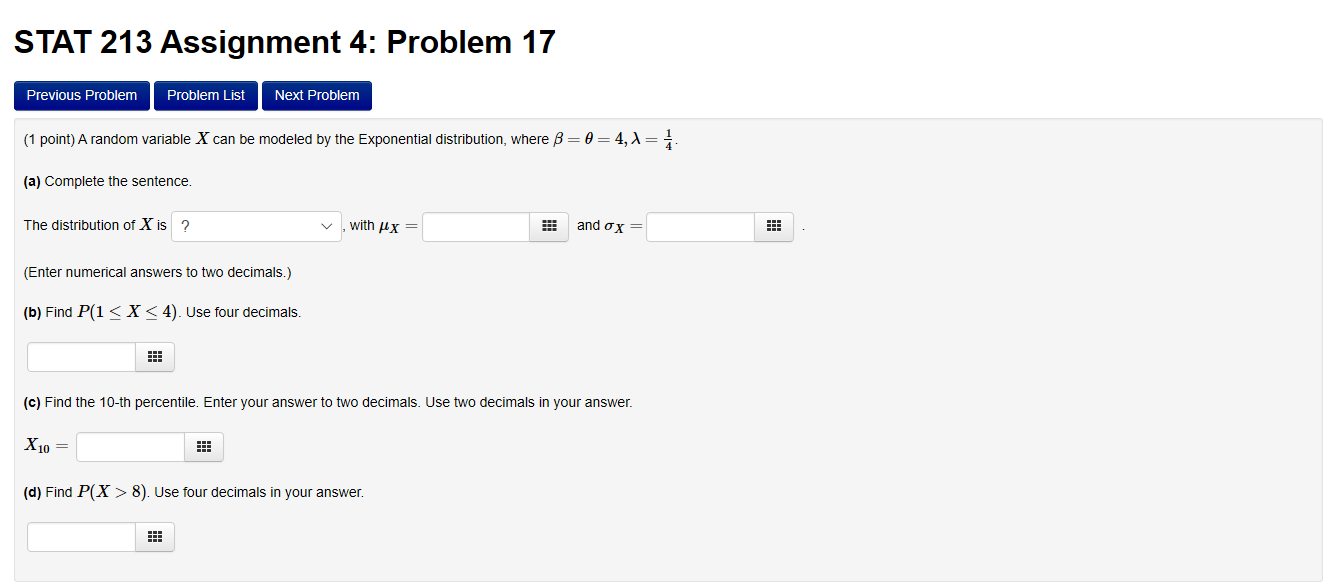Solved STAT 213 Assignment 4: Problem 17 Previous Problem | Chegg.com