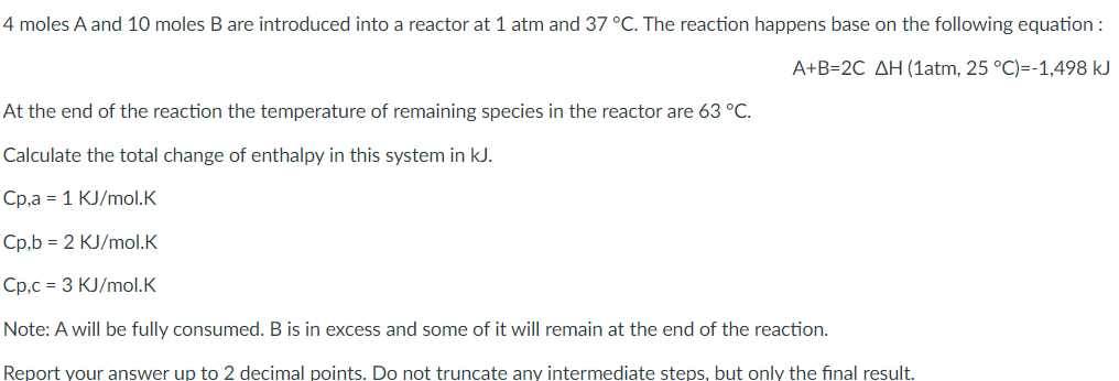 Solved 4 moles A and 10 moles B are introduced into a | Chegg.com