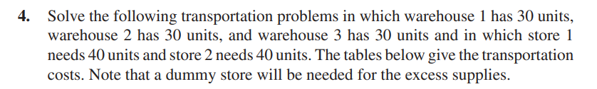 Solved 4. Solve the following transportation problems in | Chegg.com