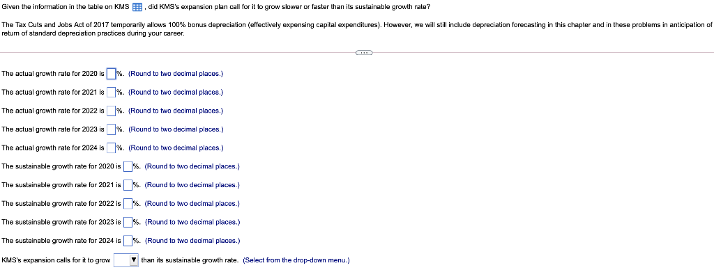 Solved Given the information in the table on KMS : . did | Chegg.com
