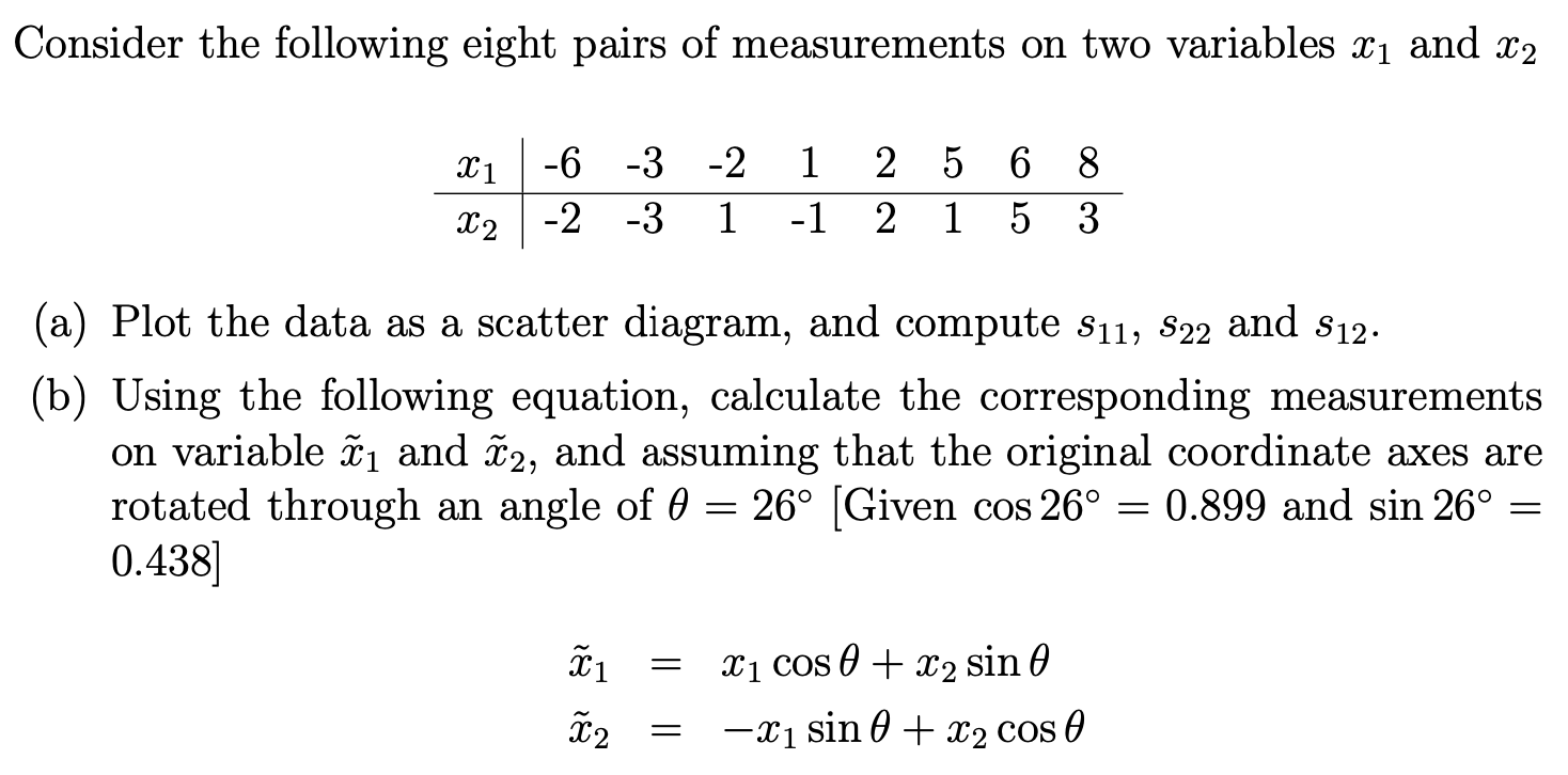 Solved Consider the following eight pairs of measurements on | Chegg.com
