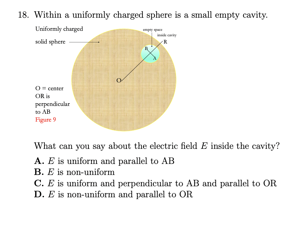 Solved 8. Within a uniformly charged sphere is a small empty | Chegg.com