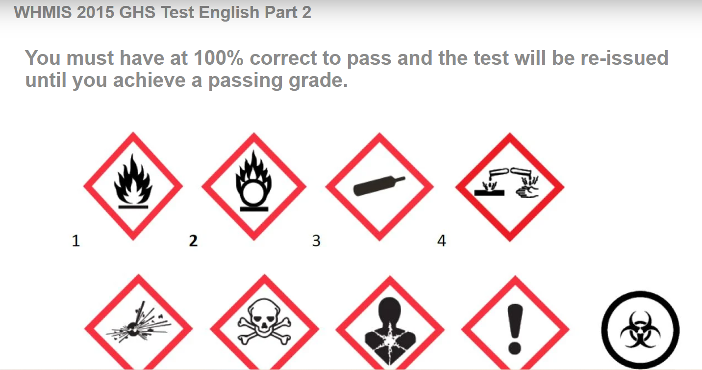 Solved WHMIS 2015 ﻿GHS Test English Part 2You must have at | Chegg.com