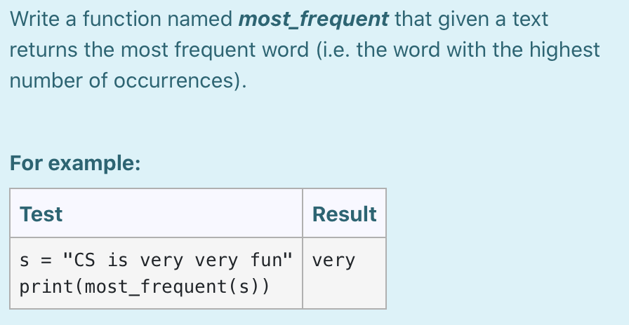 Solved Write A Function Named Mostfrequent That Given A 2637