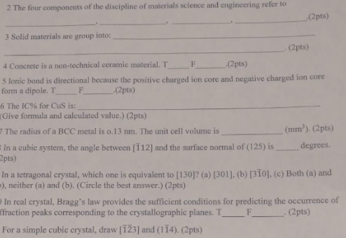 Solved 2 The four components of the discipline of materials | Chegg.com