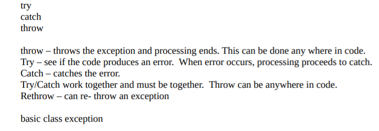 Solved try catch throw throw - throws the exception and | Chegg.com