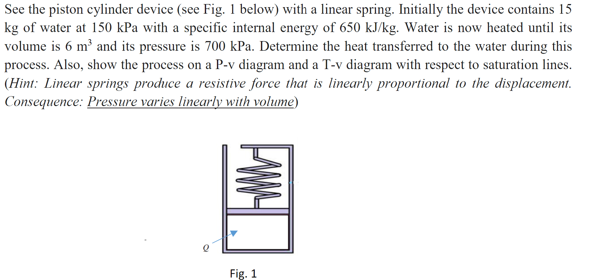 Solved See the piston cylinder device (see Fig. 1 below) | Chegg.com