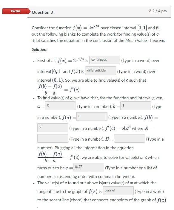 Solved Consider the function f(x)=2x2/3 over closed interval | Chegg.com