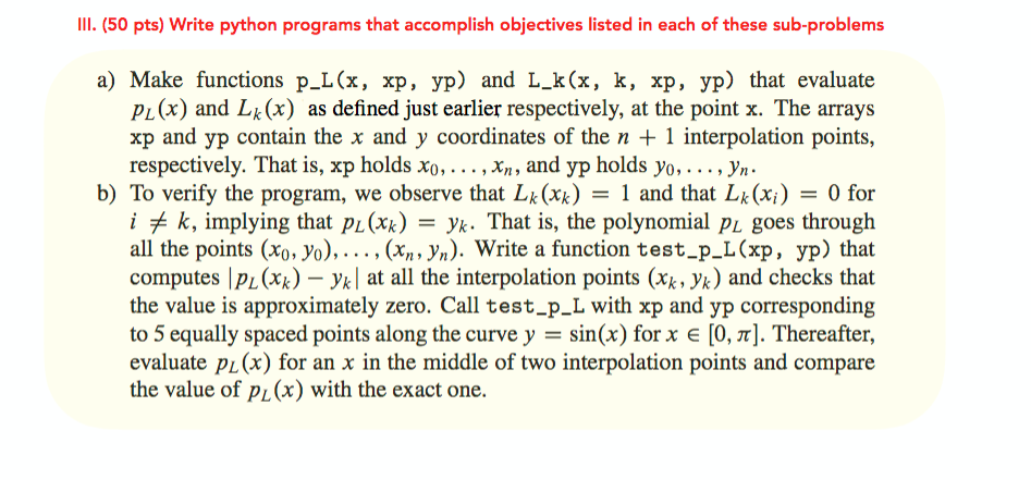 Solved Implement Lagranges Interpolation Formula Imagine We 