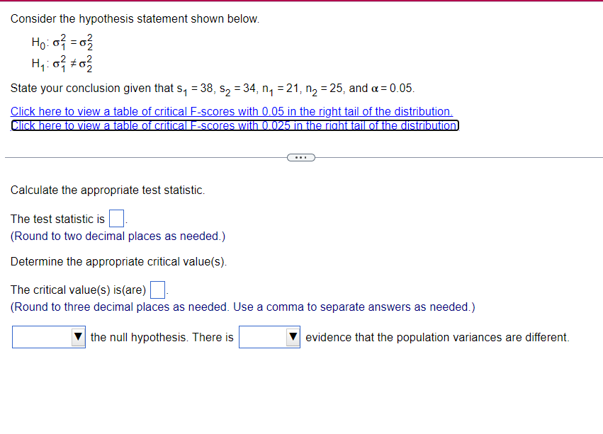 Solved Critical F-scores for α=0.05Table of Critical | Chegg.com