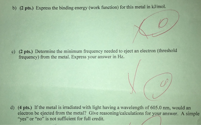 Solved 22. The threshold frequency of a metal can be | Chegg.com