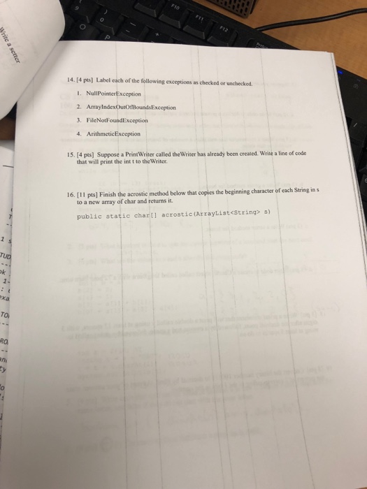 Solved I. [10 pts] Suppose you have an Array of String | Chegg.com