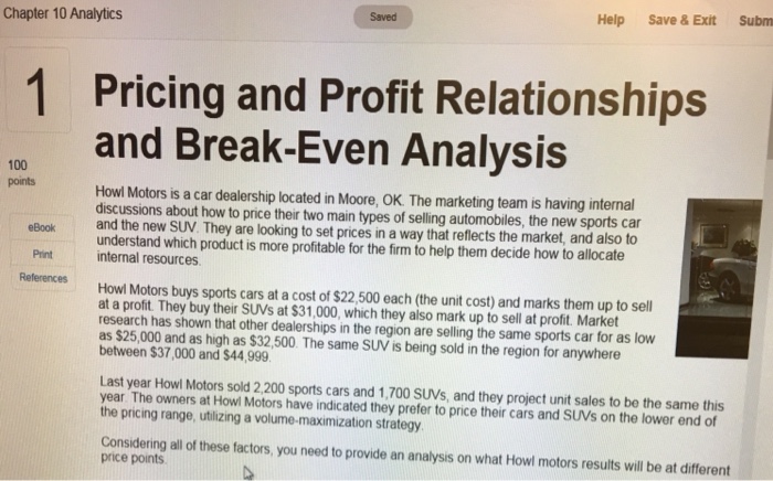 Solved Saved Help Save& Exit Subm Chapter 10 Analytics | Chegg.com