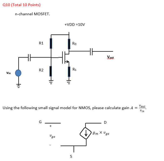 Solved n-channel MOSFET. . 1/nn−1n Using the following small | Chegg.com