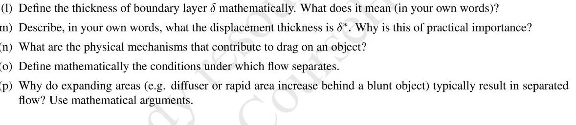 Solved (1) Define the thickness of boundary layer d | Chegg.com
