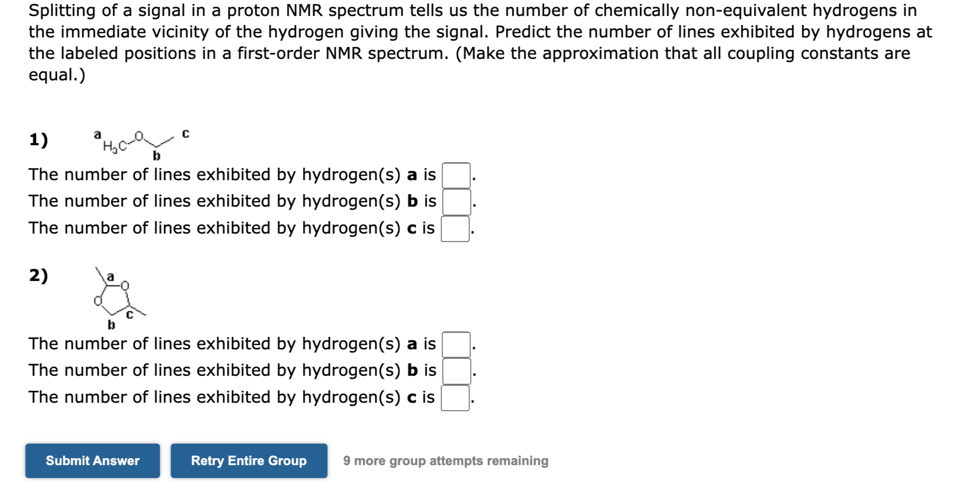 Solved Splitting of a signal in a proton NMR spectrum tells | Chegg.com