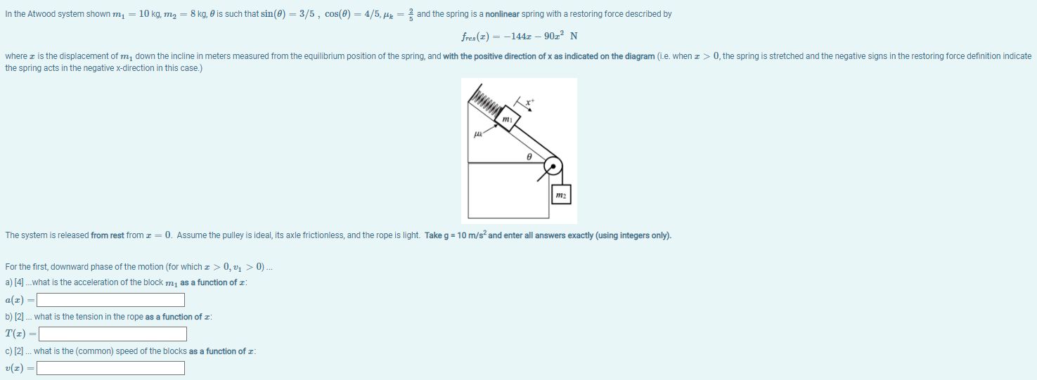 Solved In the Atwood system shown m1=10 kg,m2=8 kg,θ is such | Chegg.com