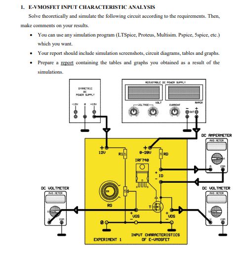 1. E-VMOSFET INPUT CHARACTERISTIC ANALYSIS Solve | Chegg.com