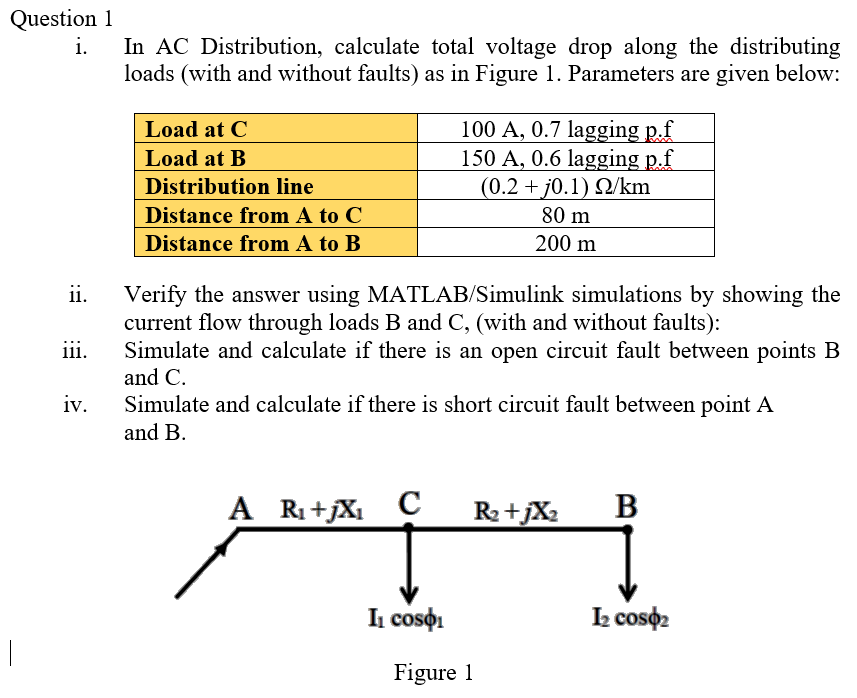 Solved Question 1 i. In AC Distribution, calculate total | Chegg.com