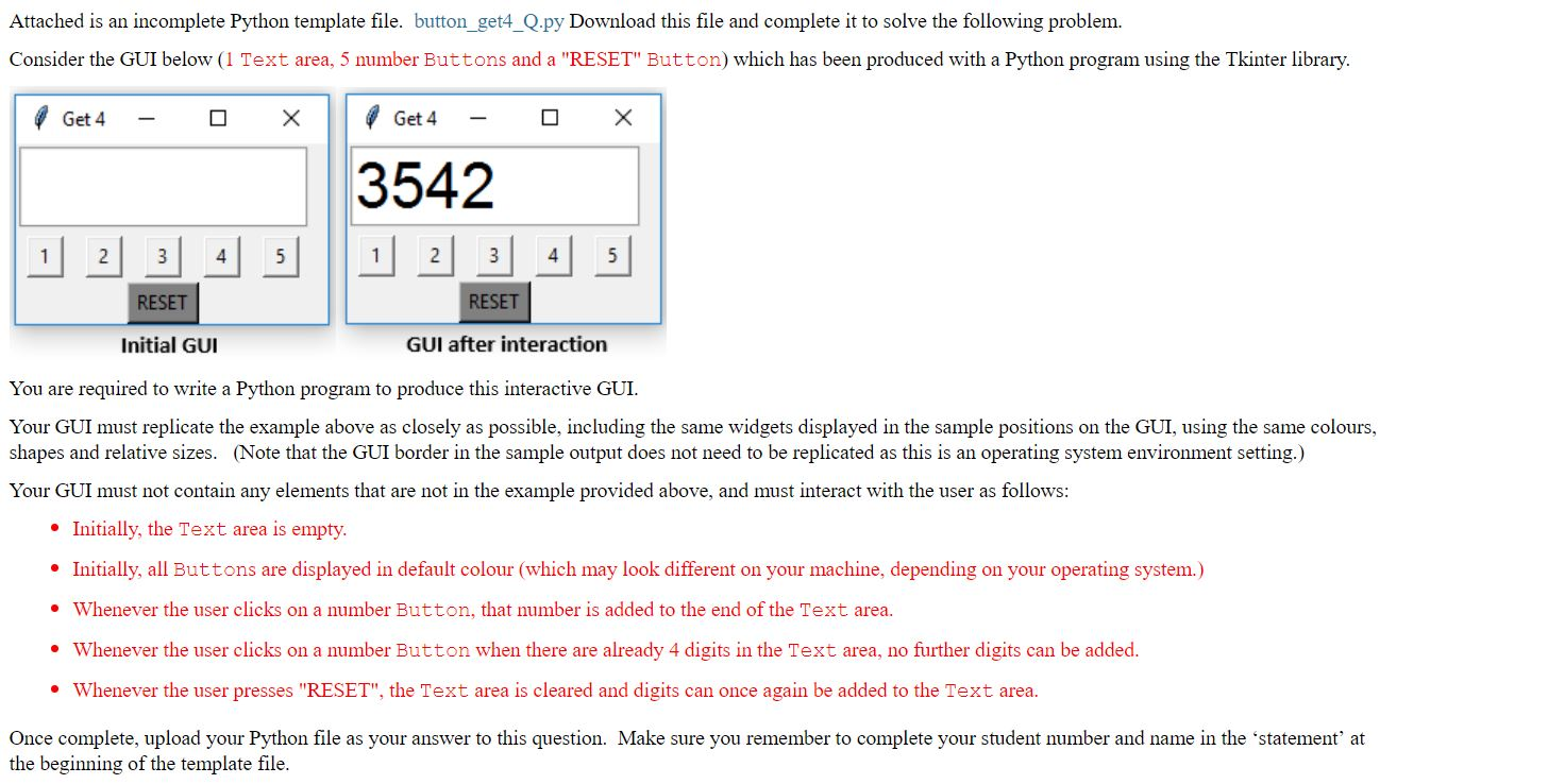 Attached is an incomplete Python template file. | Chegg.com
