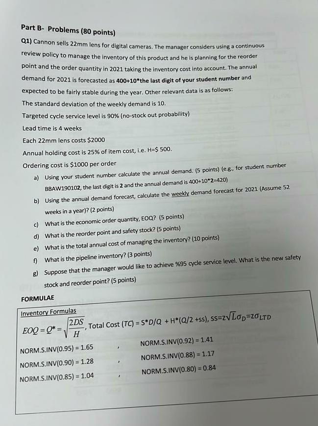 Solved Part B-Problems ( 80 points) Q1) Cannon sells 22 mm | Chegg.com