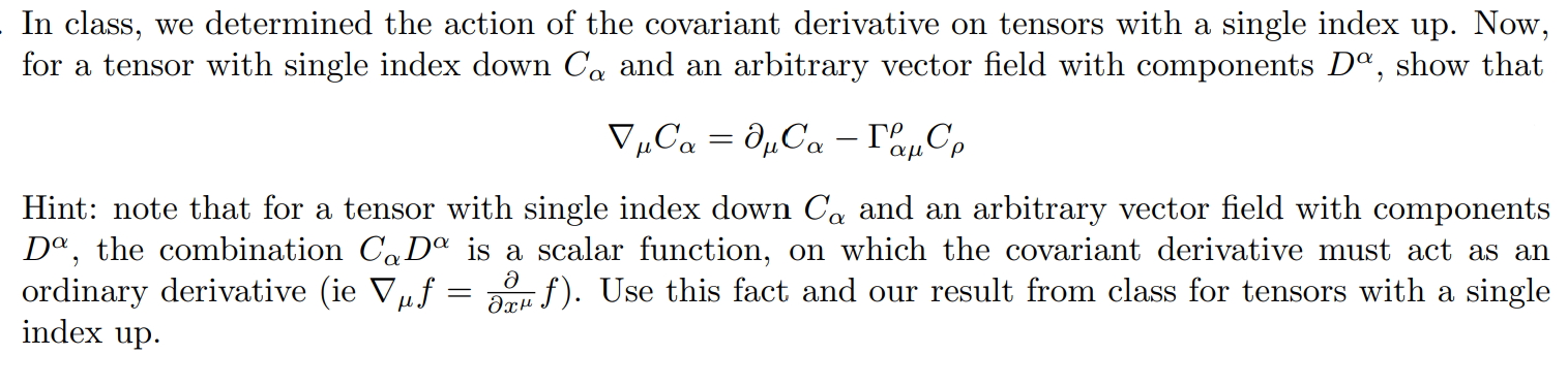 Solved In class, we determined the action of the covariant | Chegg.com