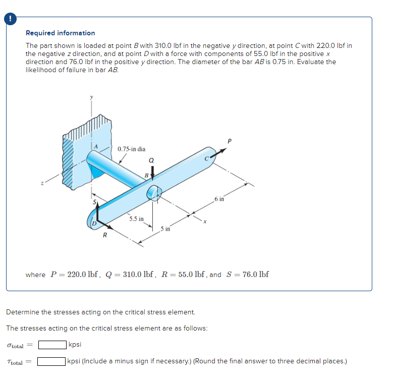Solved !Required informationThe part shown is loaded at | Chegg.com