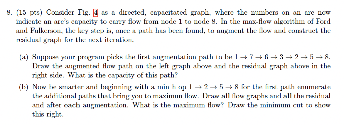Solved 8. (15 pts) Consider Fig. 4 as a directed, | Chegg.com