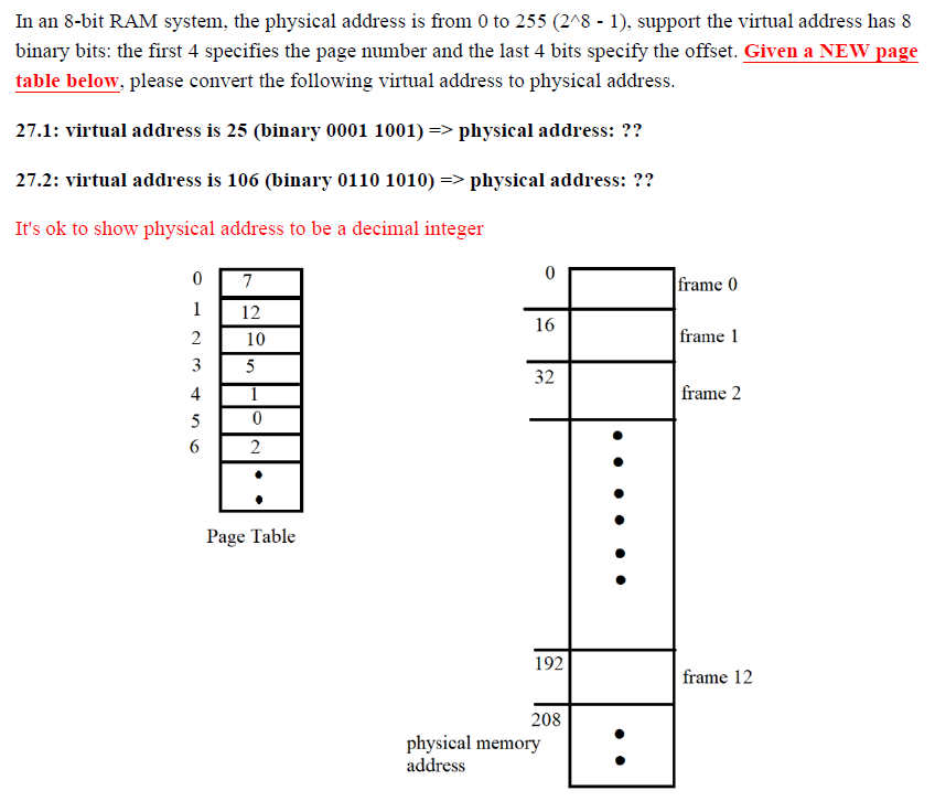 Solved In an 8-bit RAM system, the physical address is from | Chegg.com