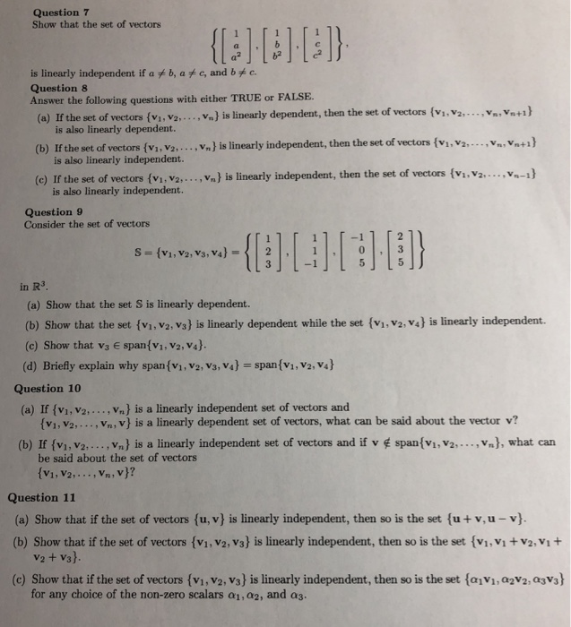 Solved Exercises 2.3 - Linear Dependence and Independence | Chegg.com