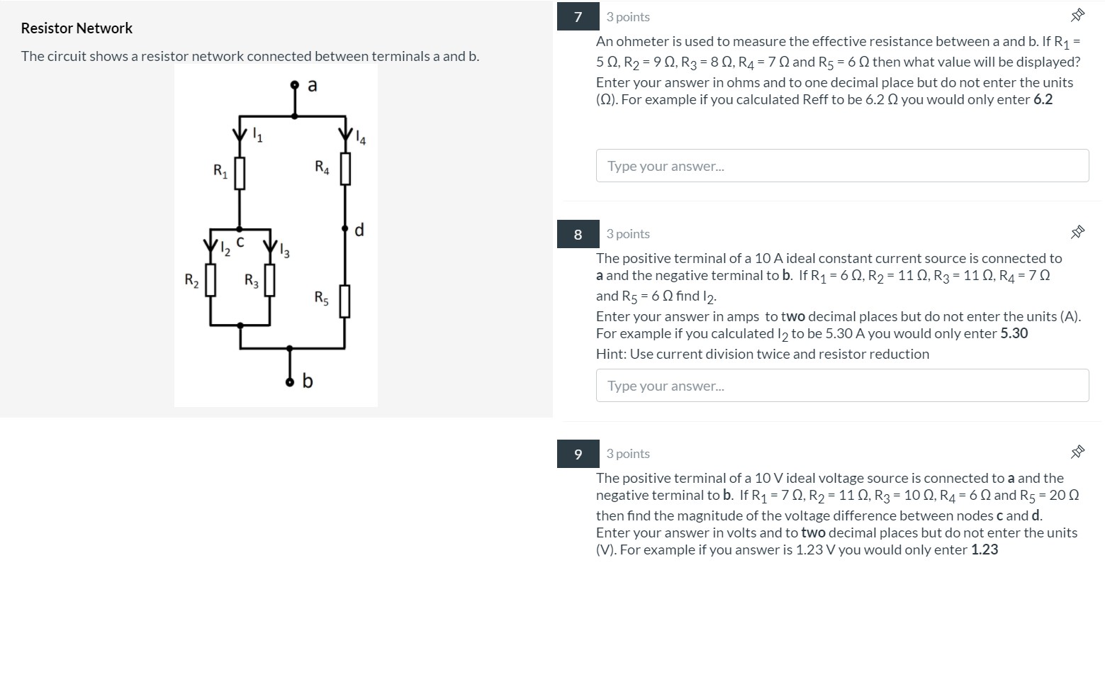 Solved 7 Resistor Network The circuit shows a resistor | Chegg.com