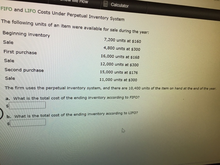 Solved 目Calculator FIFO and LIFO Costs Under Perpetual | Chegg.com