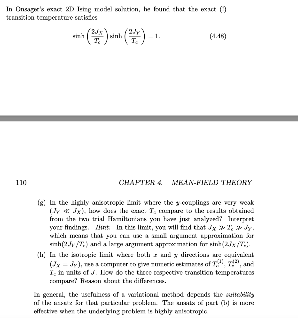 Solved 4.1 Variational treatment of the anisotropic 2D Ising | Chegg.com
