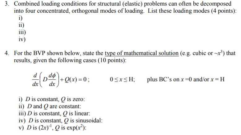 Solved 3. Combined loading conditions for structural | Chegg.com