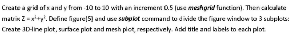 Solved Create a grid of x and y from -10 to 10 with an | Chegg.com