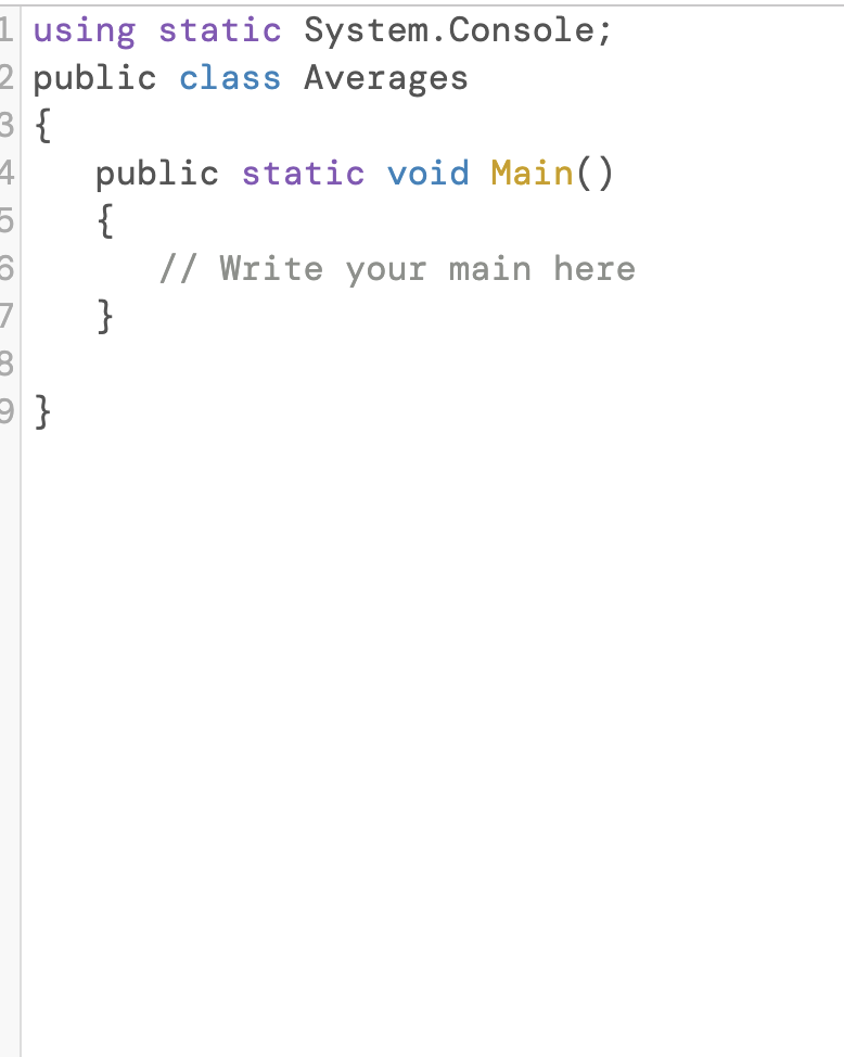 Solved Write a program named Averages that includes a method | Chegg.com Solved Write a program named Averages that includes a method | Chegg.com