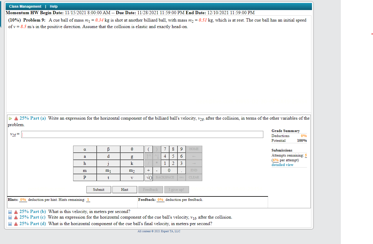 Solved Class Management | Help Momentum HW Begin Date: | Chegg.com