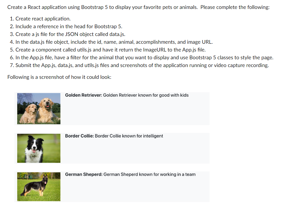 Solved Need help creating a simple react product with | Chegg.com
