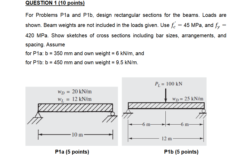 Solved QUESTION 1 (10 points) For Problems P1a and P1b, | Chegg.com