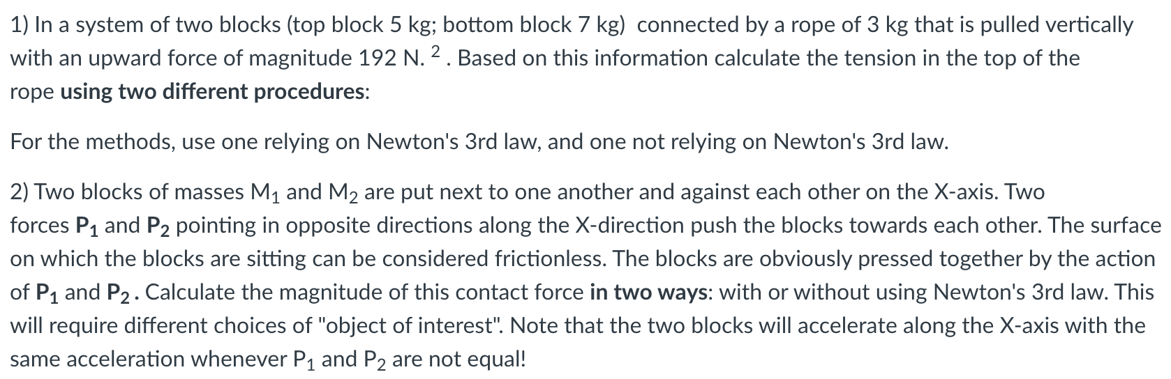 Solved 1) In a system of two blocks (top block 5 kg; bottom | Chegg.com