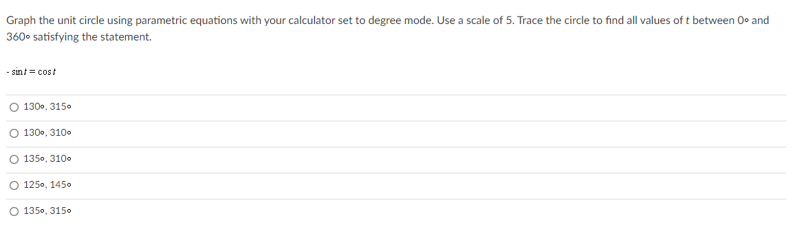 Solved Graph the unit circle using parametric equations with | Chegg.com