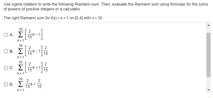 Solved Use sigma notation to write the following Riemann | Chegg.com