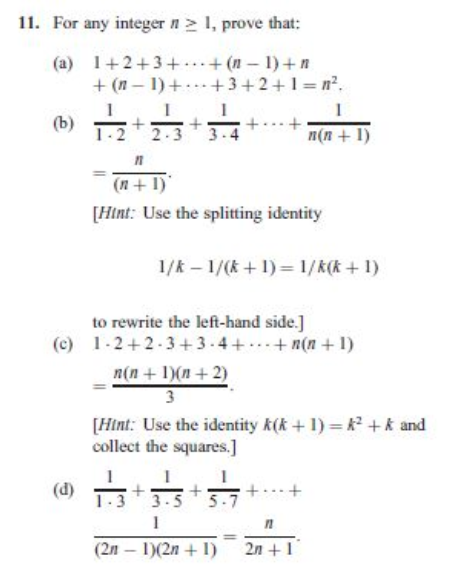 Solved 11. For any integer n 1, prove that: (a) | Chegg.com
