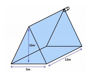 Solved A tank of the shape of a triangular prism with a pump | Chegg.com