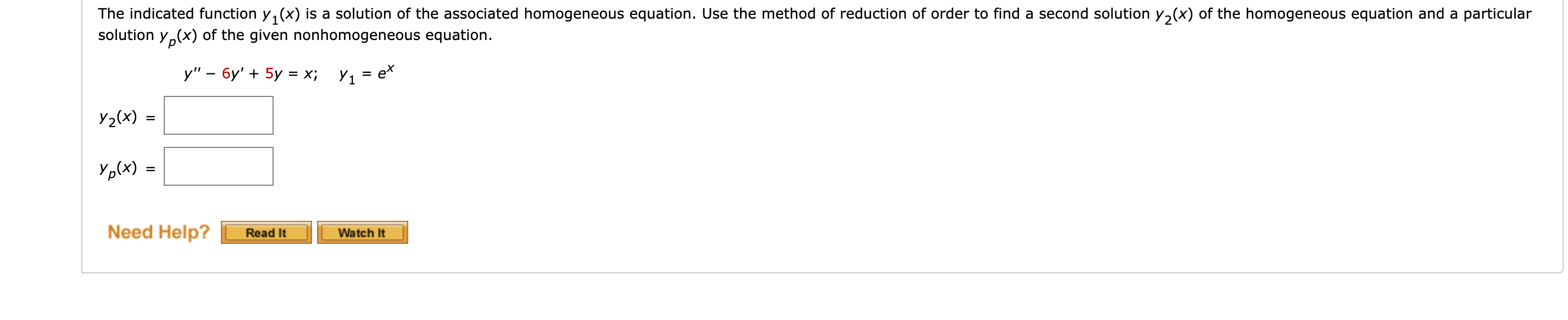 Solved solution yp(x) of the given nonhomogeneous equation. | Chegg.com