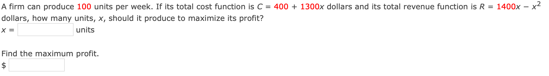 Solved A firm can produce 100 units per week. If its total | Chegg.com