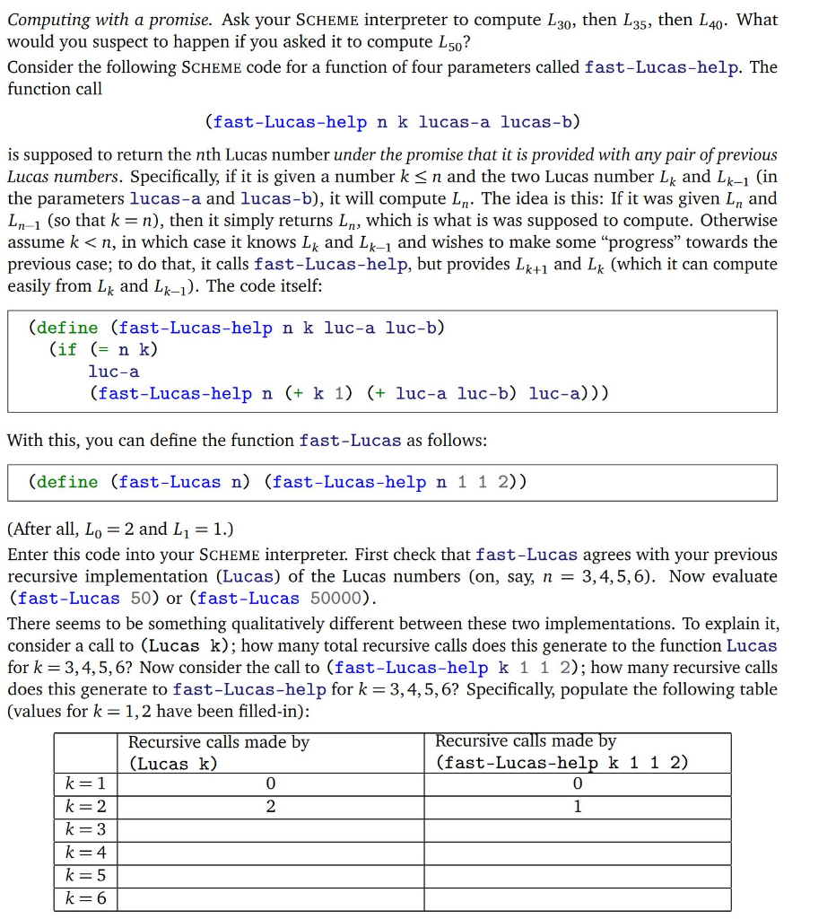 Computing with a promise. Ask your SCHEME interpreter | Chegg.com