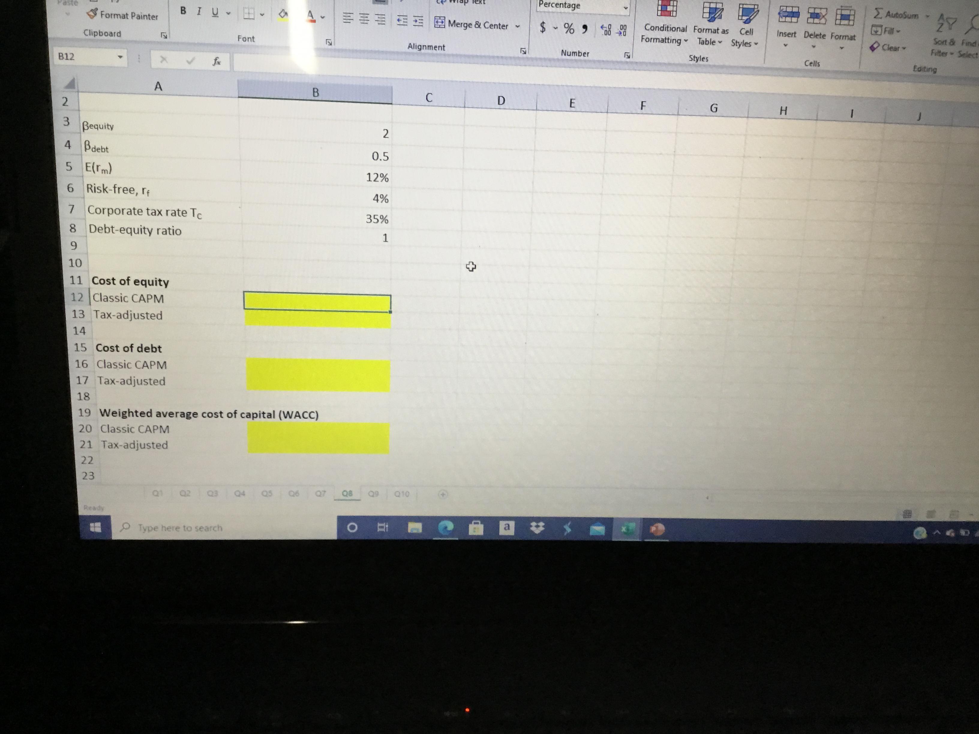 Solved Paste Percentage Format Painter BI UE 5 Σ AutoSum > + | Chegg.com