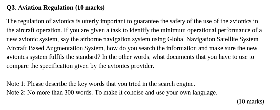 Solved Q3. Aviation Regulation (10 marks) The regulation of | Chegg.com