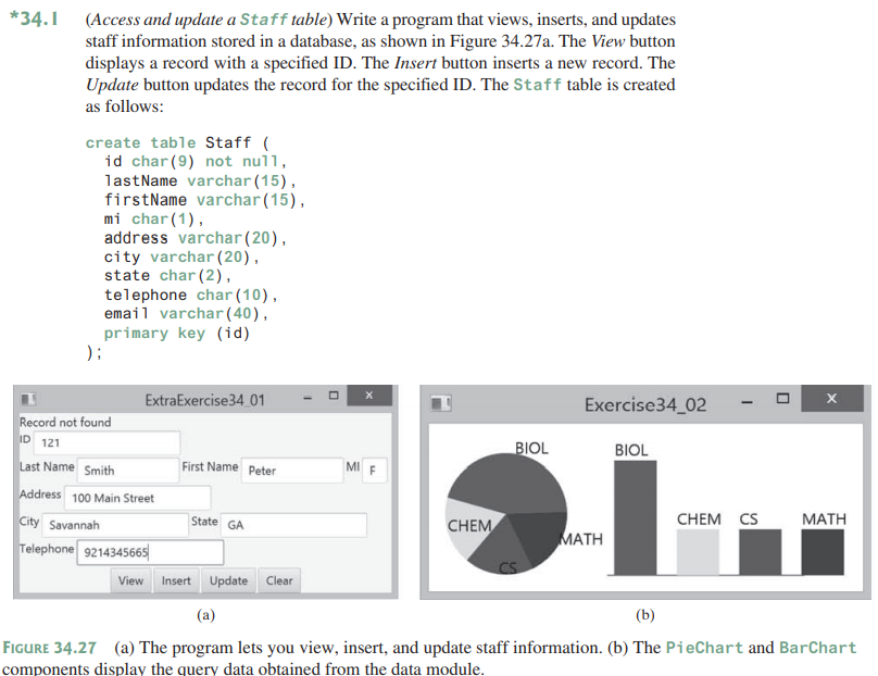 Solved *34.1 (Access and update a Staff table) Write a | Chegg.com